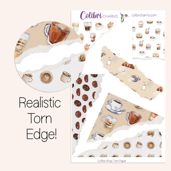 Coffee Shop Torn Paper Stickers Latte Caffeine Lovers - Etsy