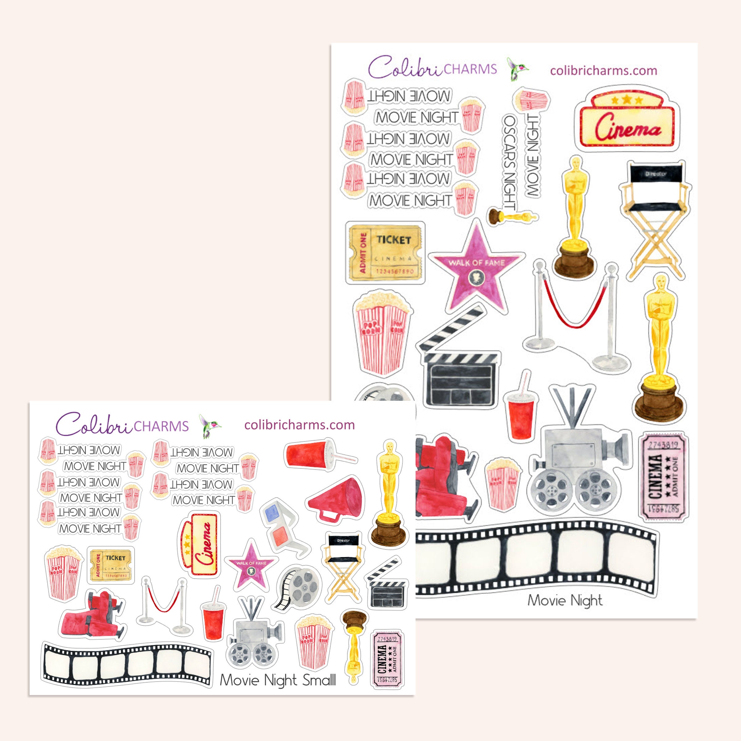 Movie Night Stickers Movie Planner Stickers Hollywood - Etsy