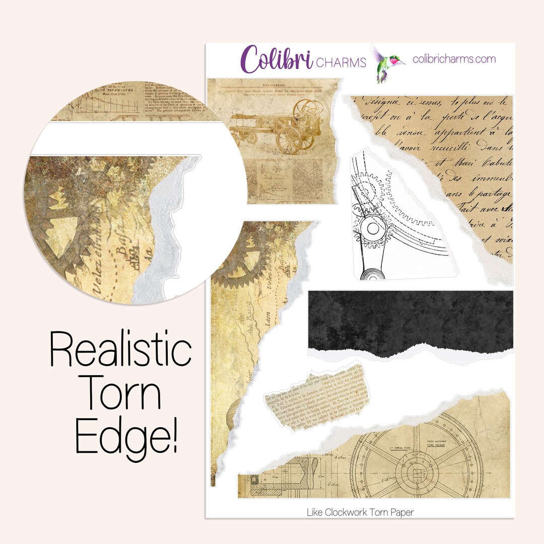 Steampunk Torn Paper Stickers | Like Clockwork Realistic Edges ...
