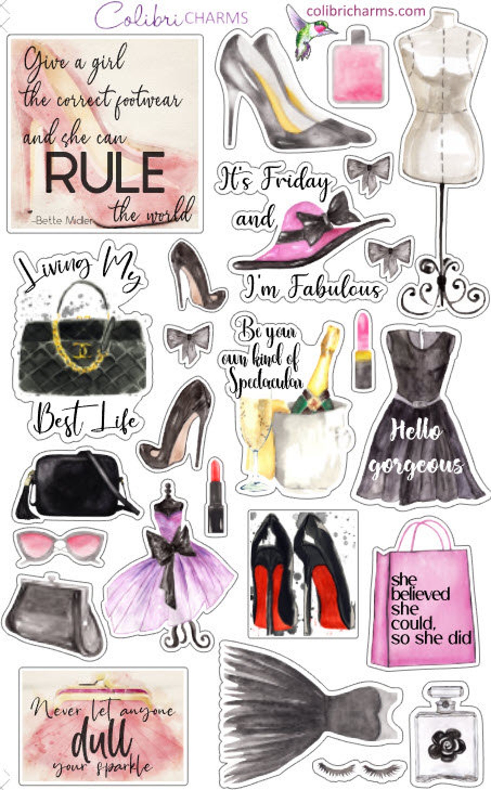 High Fashion Planner Stickers Couture Stickers Stylish | Etsy