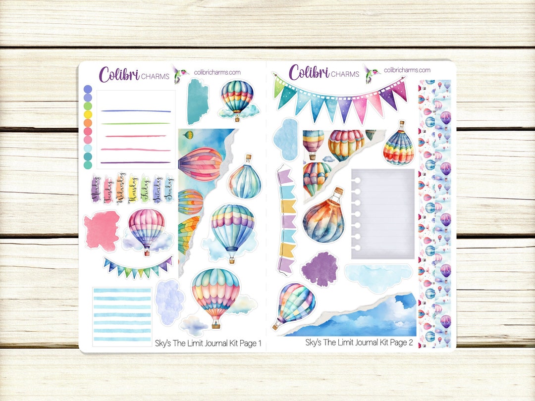 Sky's the Limit Journal Kit, Hot Air Balloon Planner Stickers, Summer ...