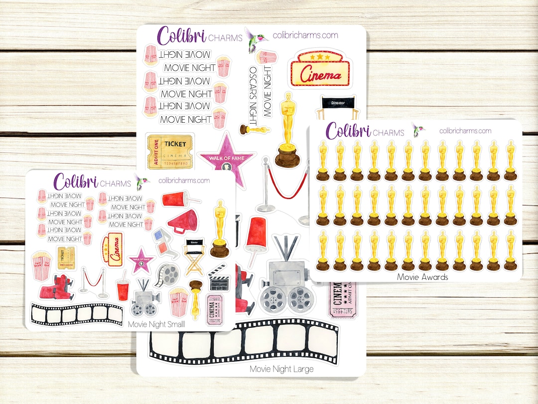 Movie Night Stickers | Movie Planner Stickers, Hollywood Stickers ...