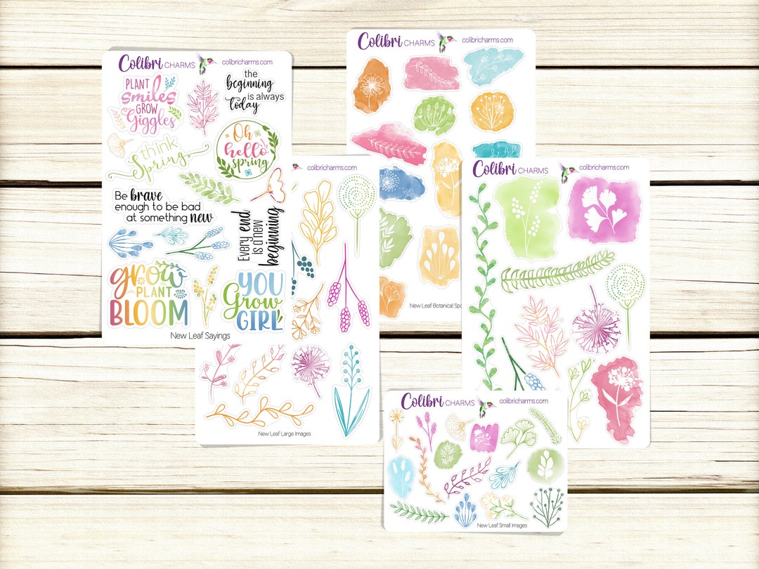 New Leaf Planner Stickers Watercolor Botanical Stickers Pastel Floral ...