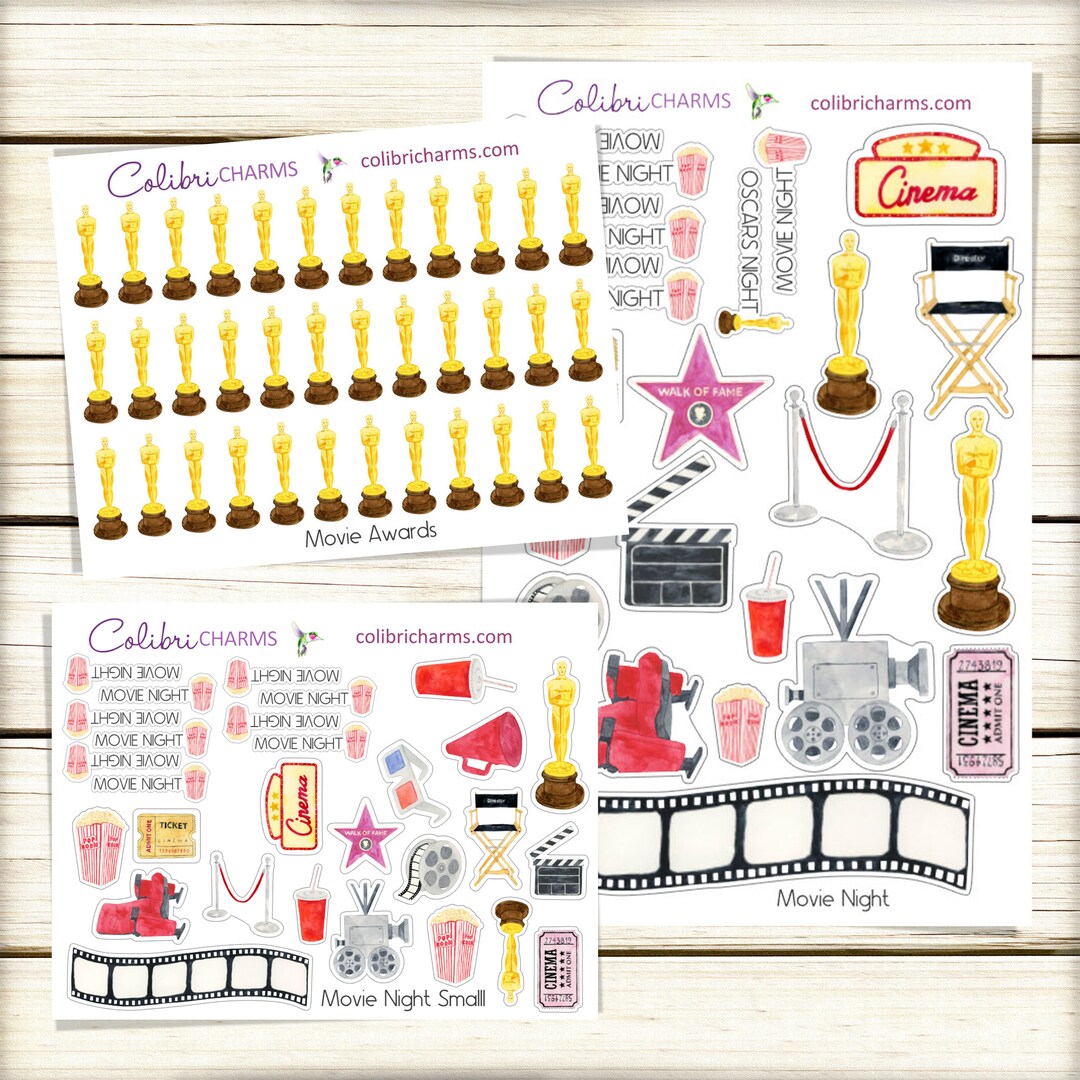 Movie Night Stickers Movie Planner Stickers Hollywood - Etsy