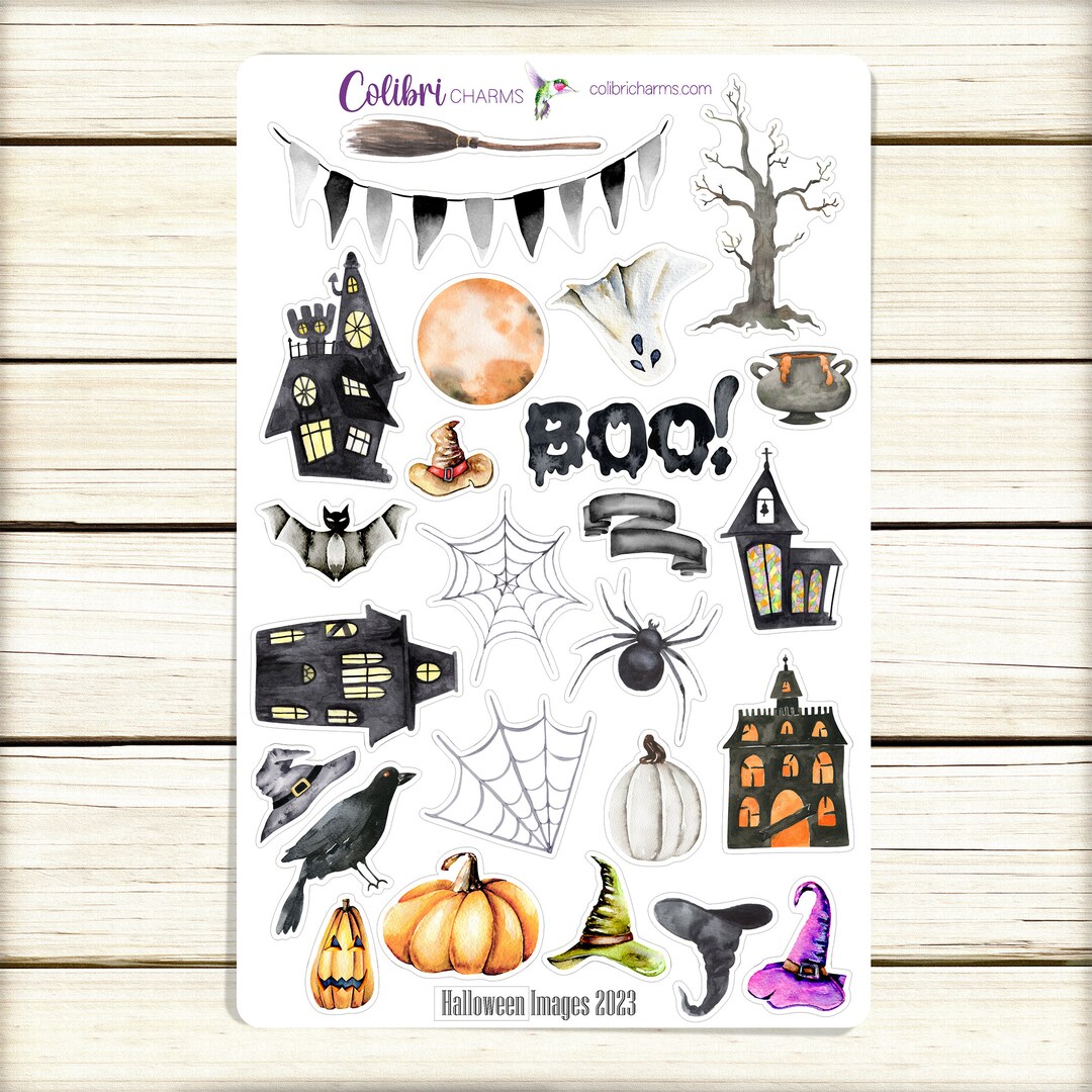 Watercolor Halloween Planner Stickers | Spooky Journal Kit - Etsy