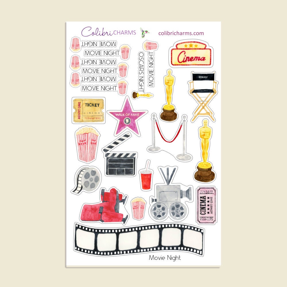 Movie Night Stickers Movie Planner Stickers Hollywood - Etsy