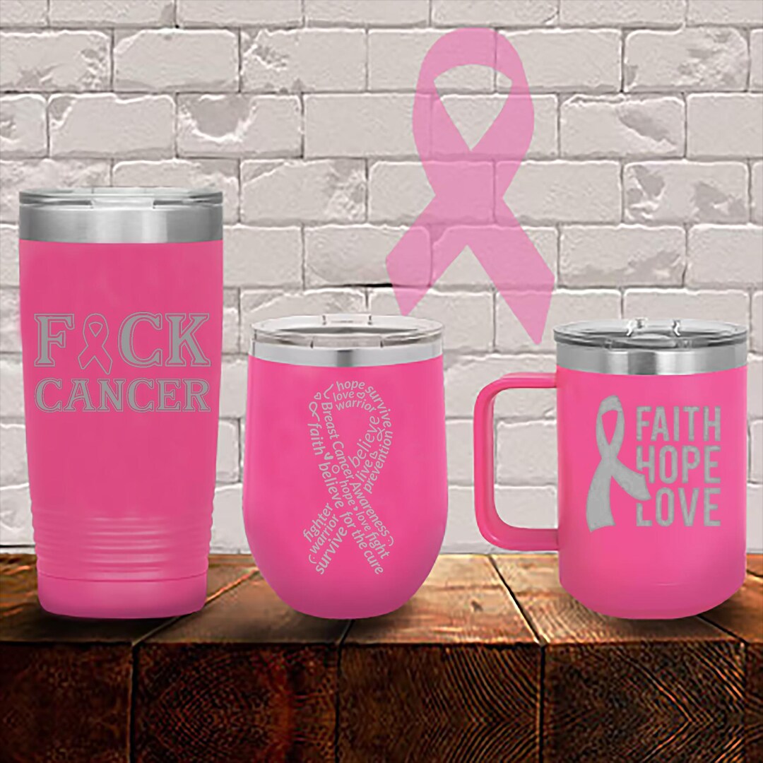 Personalized Breast Cancer Survivor Tumbler: Laser Engraved Pink ...