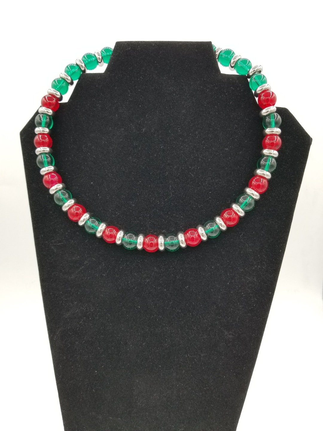 Christmas Red and Green Beads Choker Necklace - Etsy
