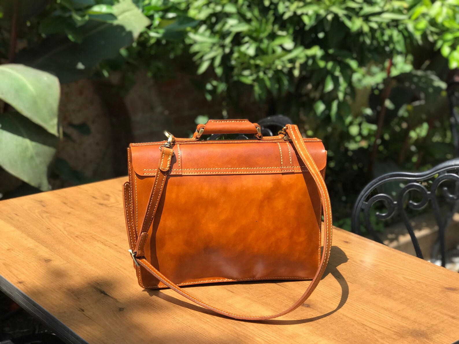 Veg-tan Triple Deck Mens Leather Briefcase in Full Grain | Etsy