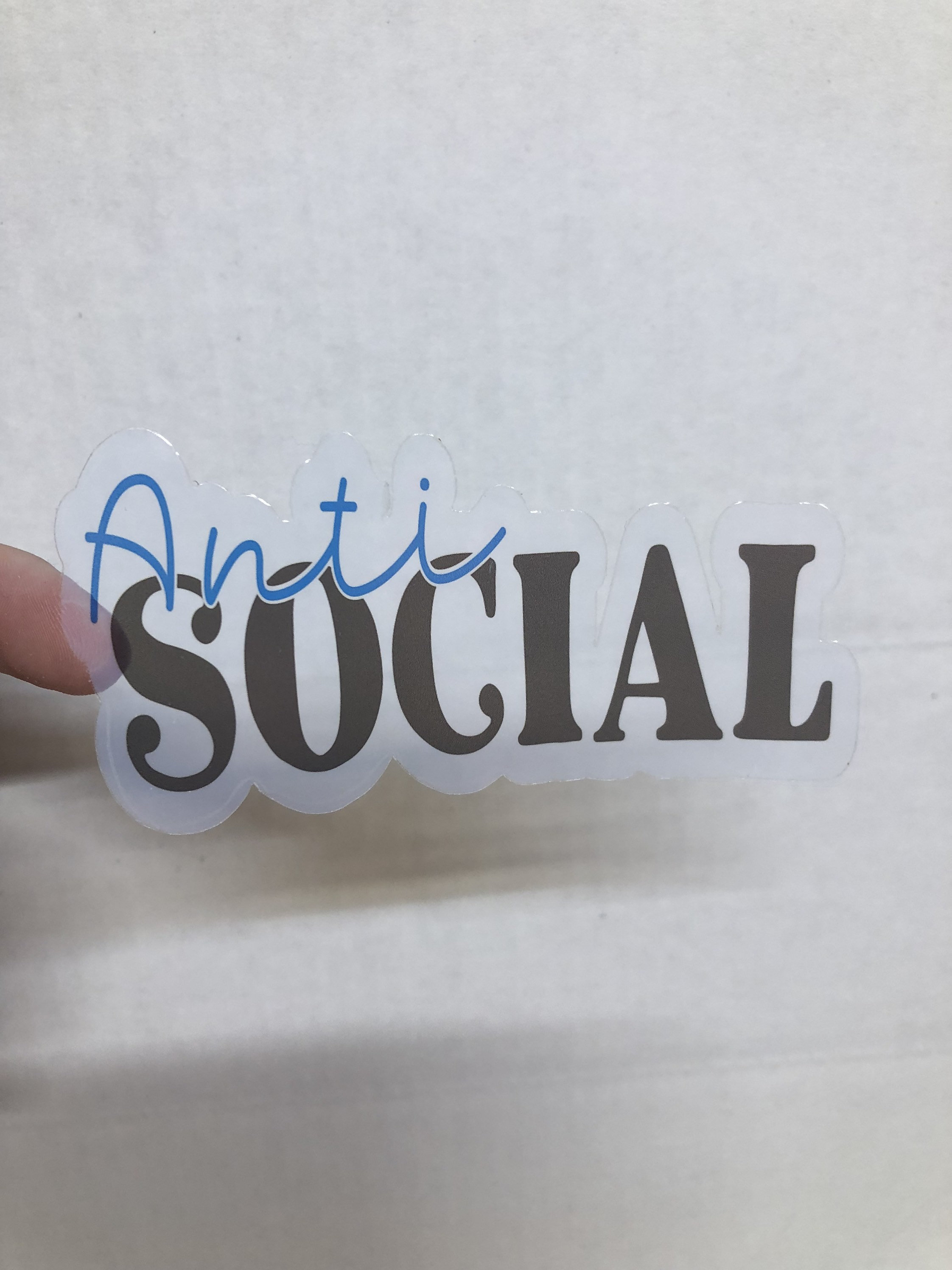AntiSocial Frosted Clear Vinyl Sticker sticker for hydroflask | Etsy