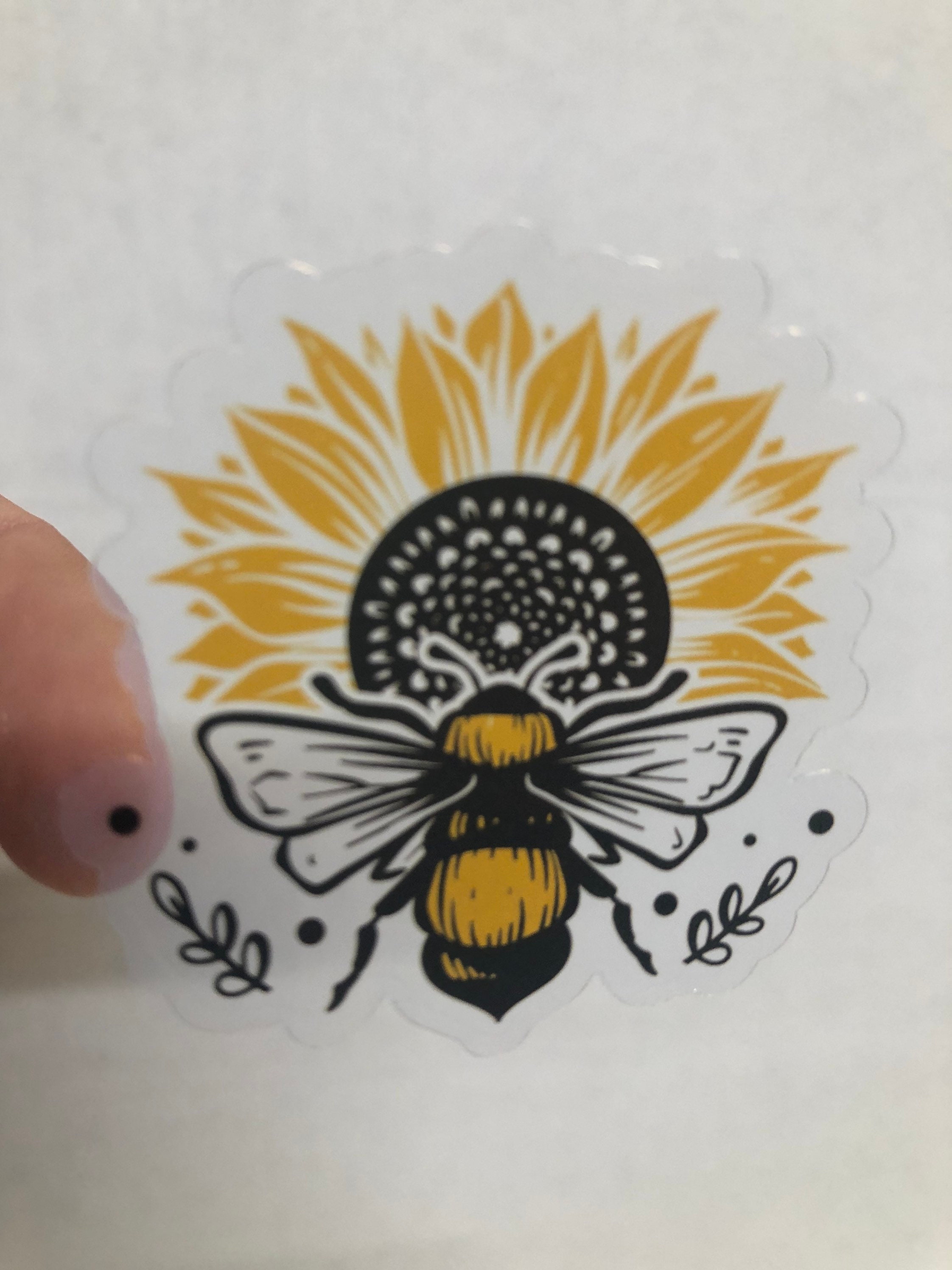 Beautiful Floral Bee Sticker Bee Decal Flowers Frosted | Etsy