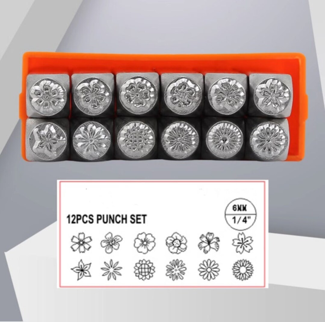 12 Pcs 6mm Birth Month Flowers Rose Lily Daisy Punches Set Jewelry ...
