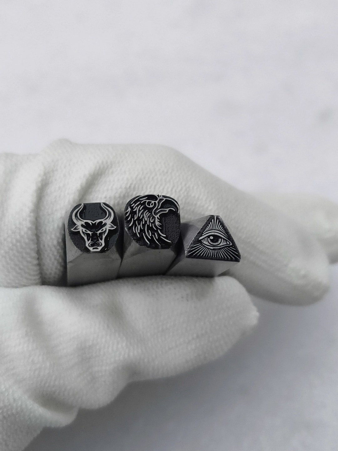 Bull Ox Eagle Bird Eye Totem Oriental Steel Punches Jewelry Metal ...