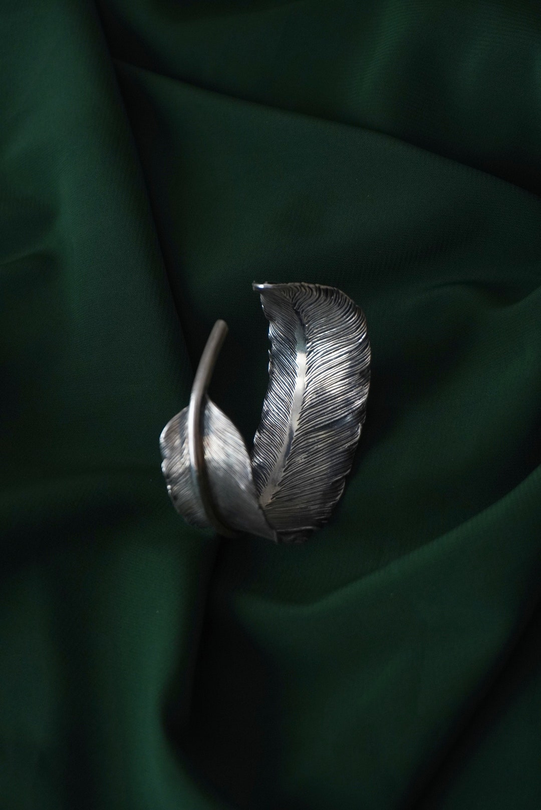 Feather Bracelet Cuff,eagles Feather Carving,silver Bangle,s999 ...