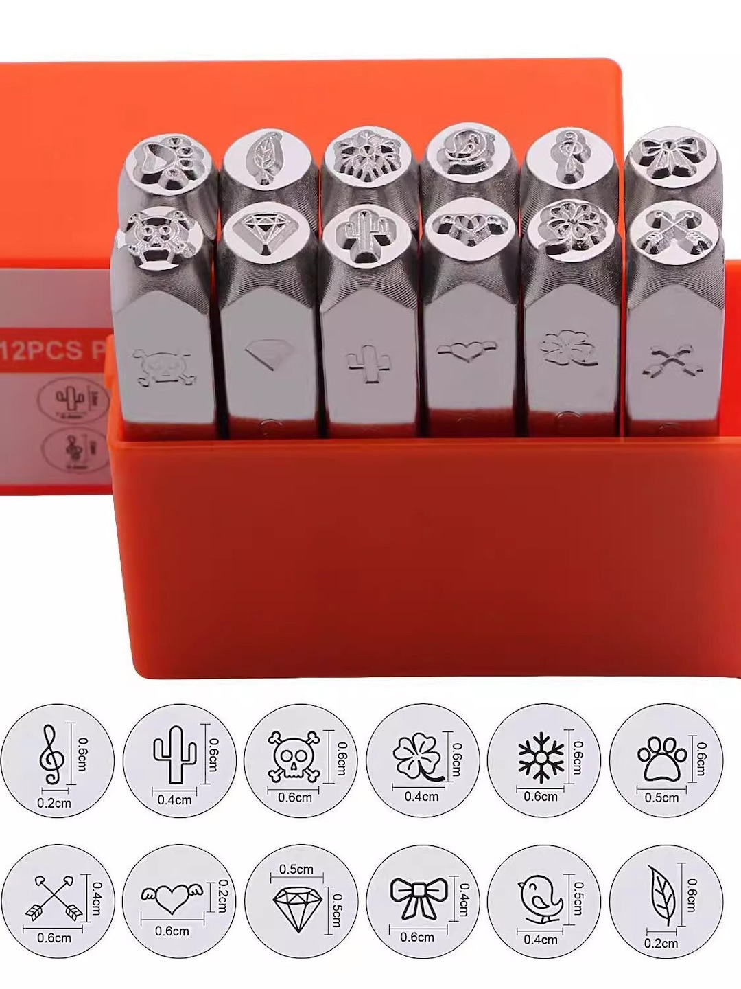 12 Pcs 6mm Lovely Cartoon Bow Paw Clover Leaf Punches Set Jewelry Metal ...