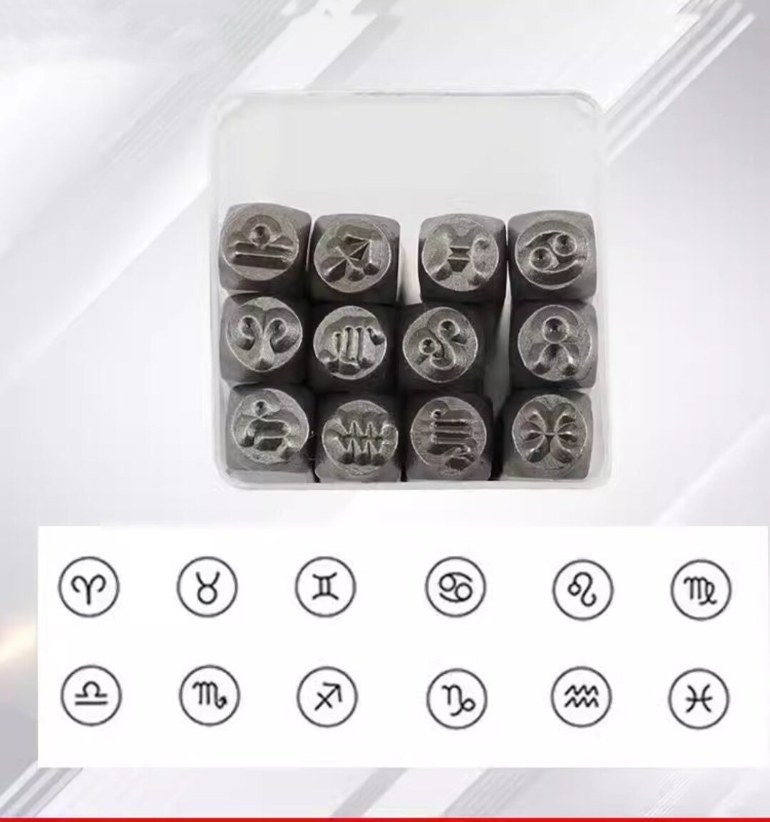 12 Pcs Birth Month Zodiac Constellation Star Punches Set Jewelry Metal ...