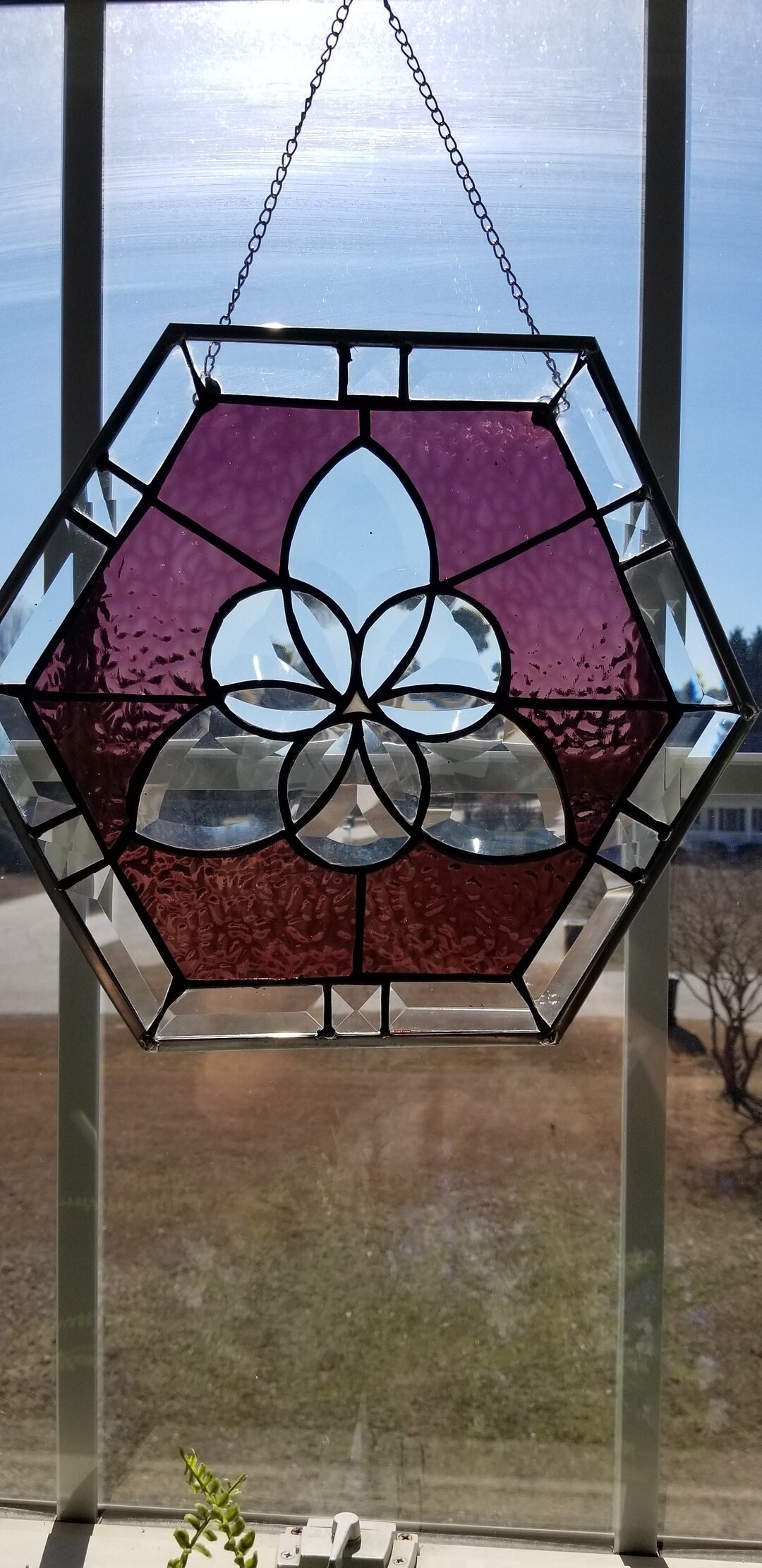 Tiffany Styled Stained Glass of Celtic Tri Circle in Purple. - Etsy