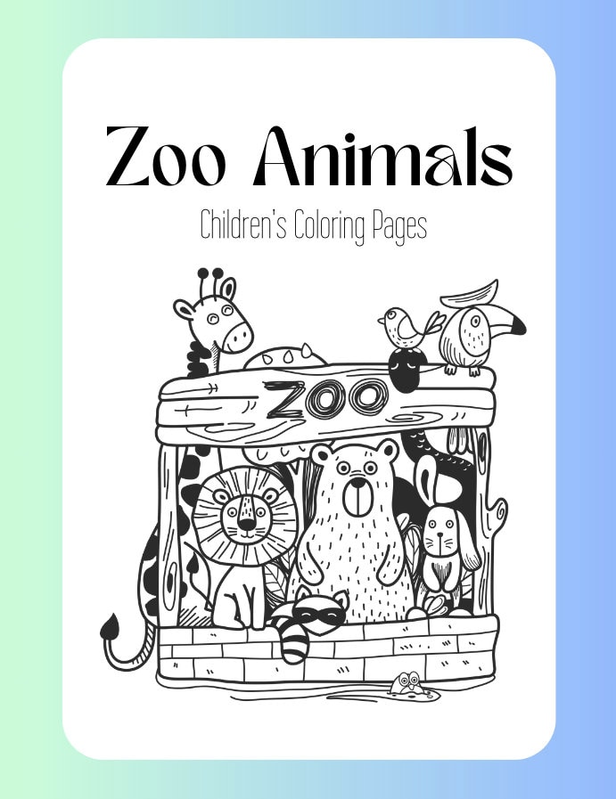Zoo Animal's Children's Coloring Pages - Etsy