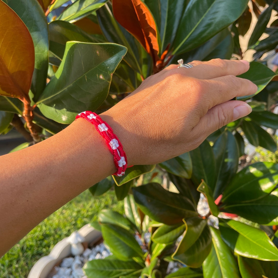 Canadian Flag Friendship Bracelet | Boho Adjustable Bracelet | Woven ...