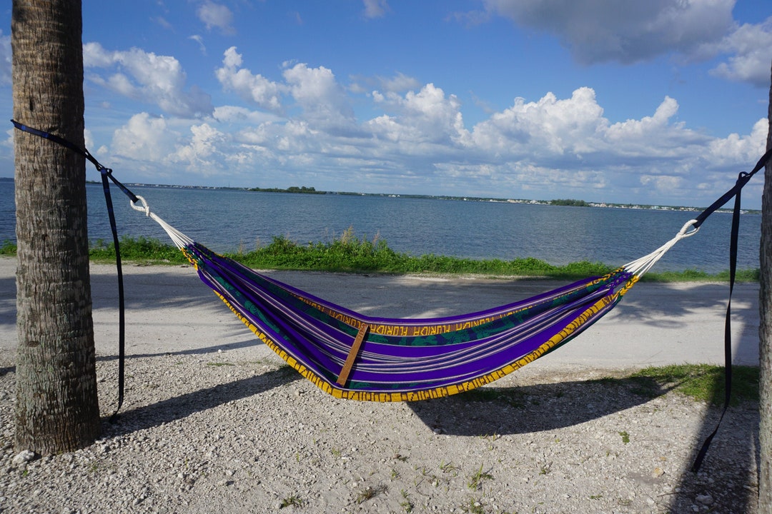 Camping Hammock | Bohemian Hammock | One Person Hammock | Purple Yellow ...