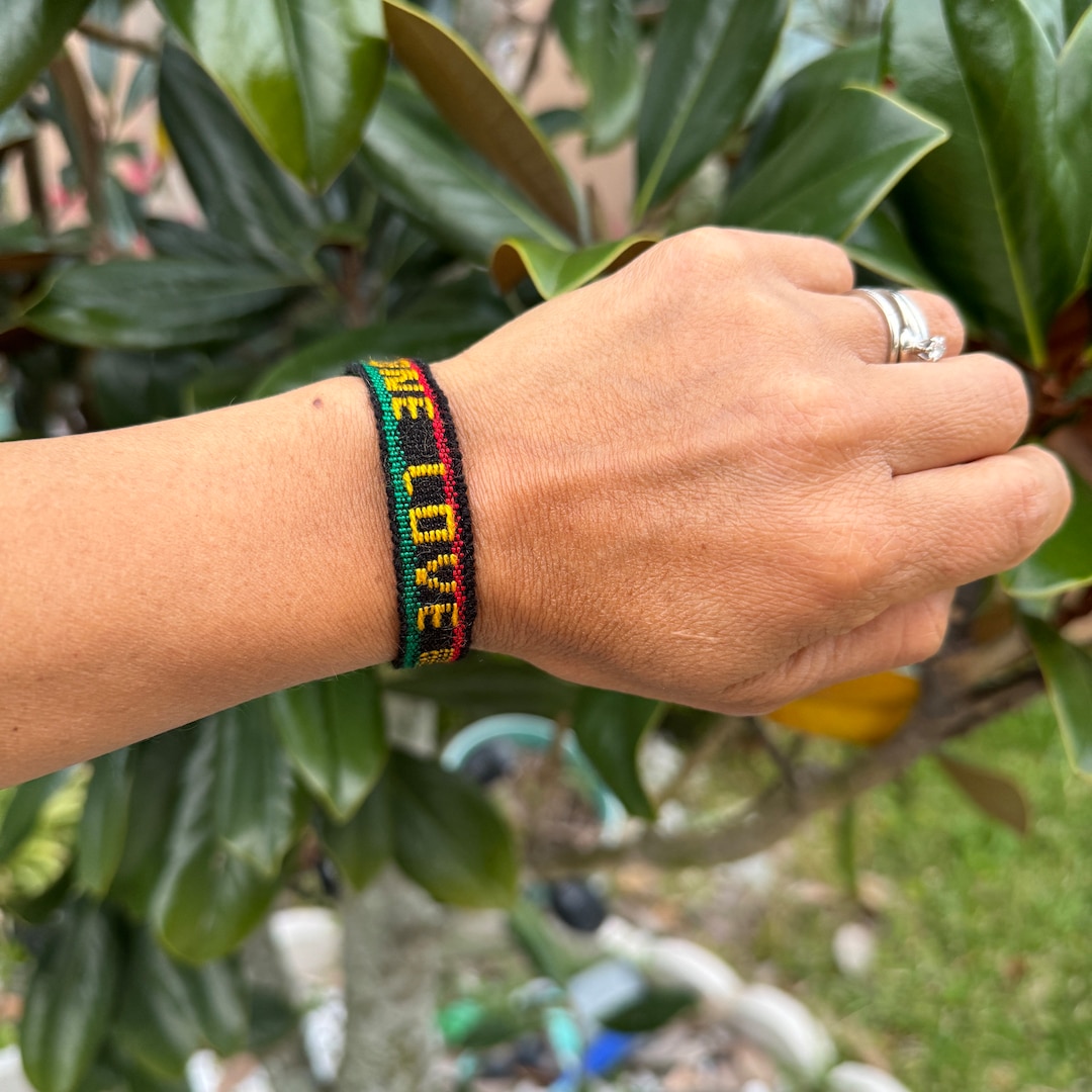 ONE LOVE Bracelet, Reggae Rastafari Boho Bracelet, Jamaican Rasta ...