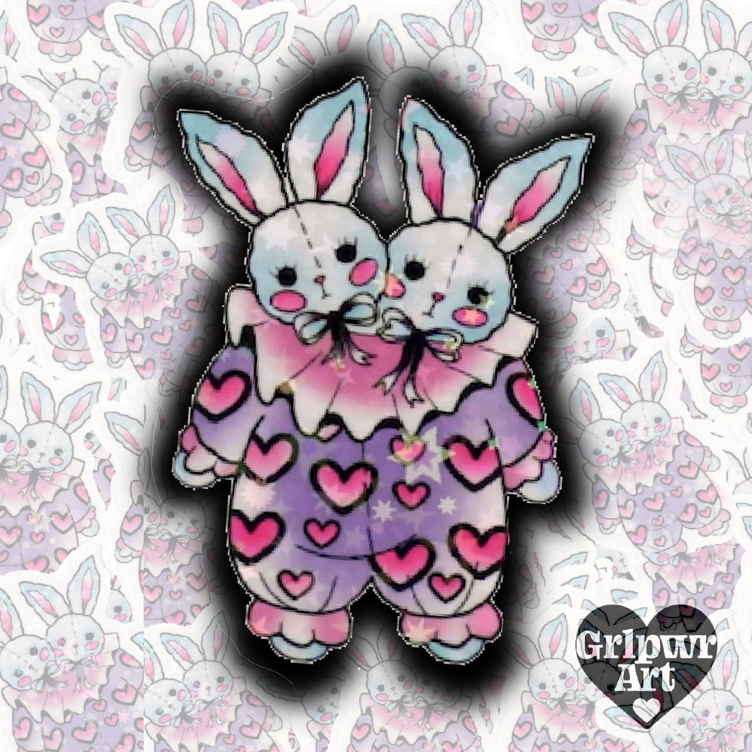 Two Headed Bunny Sticker - Etsy
