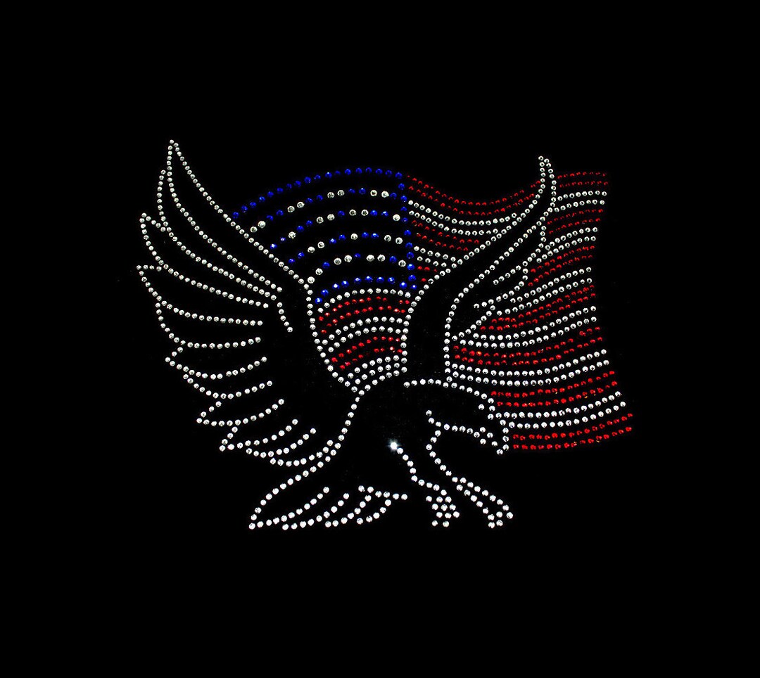 Eagle Rhinestone Transfer Bling Hot Fix Iron on Patch Motif Design ...