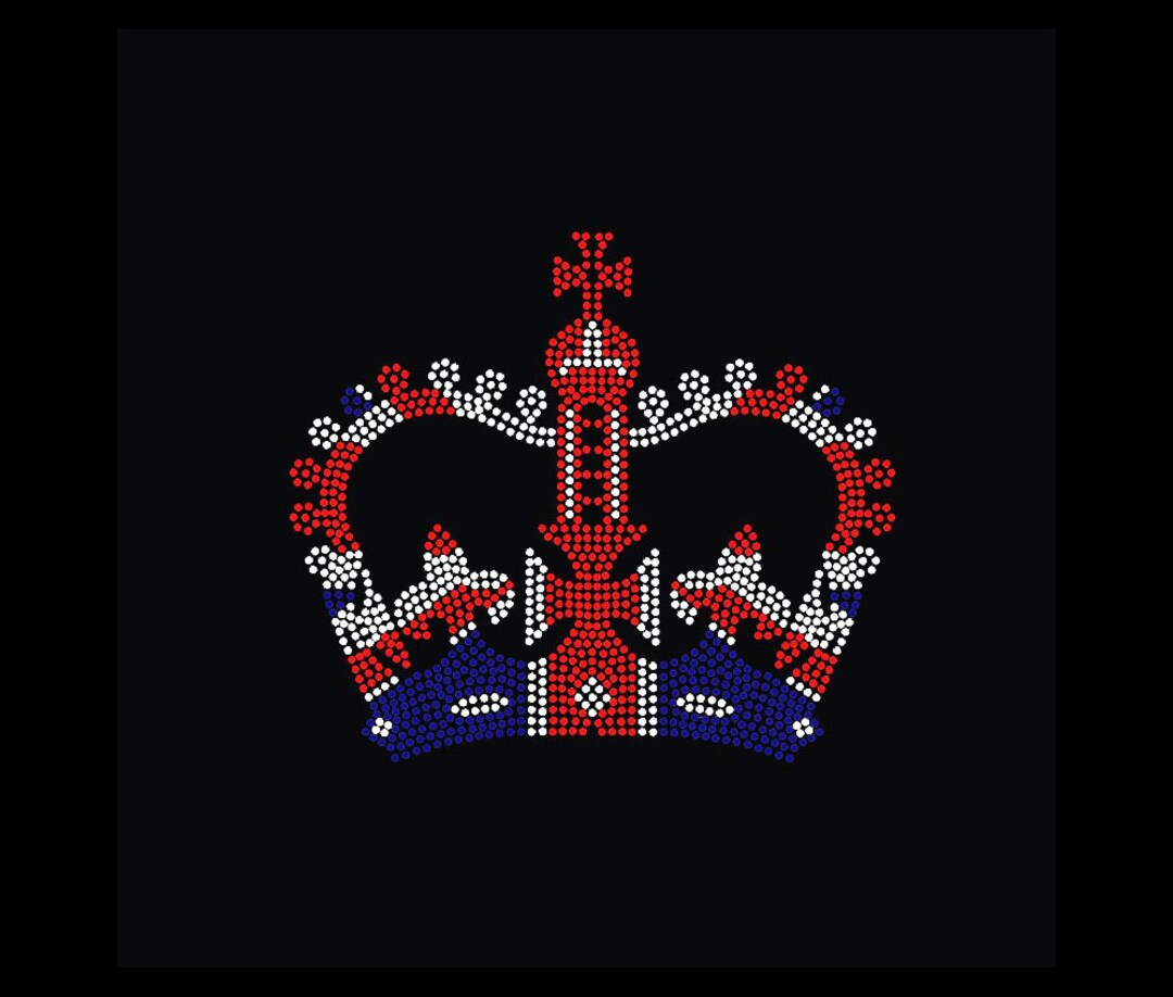 Crown Rhinestone Transfer Bling Hot Fix Iron on Patch Motif Design ...
