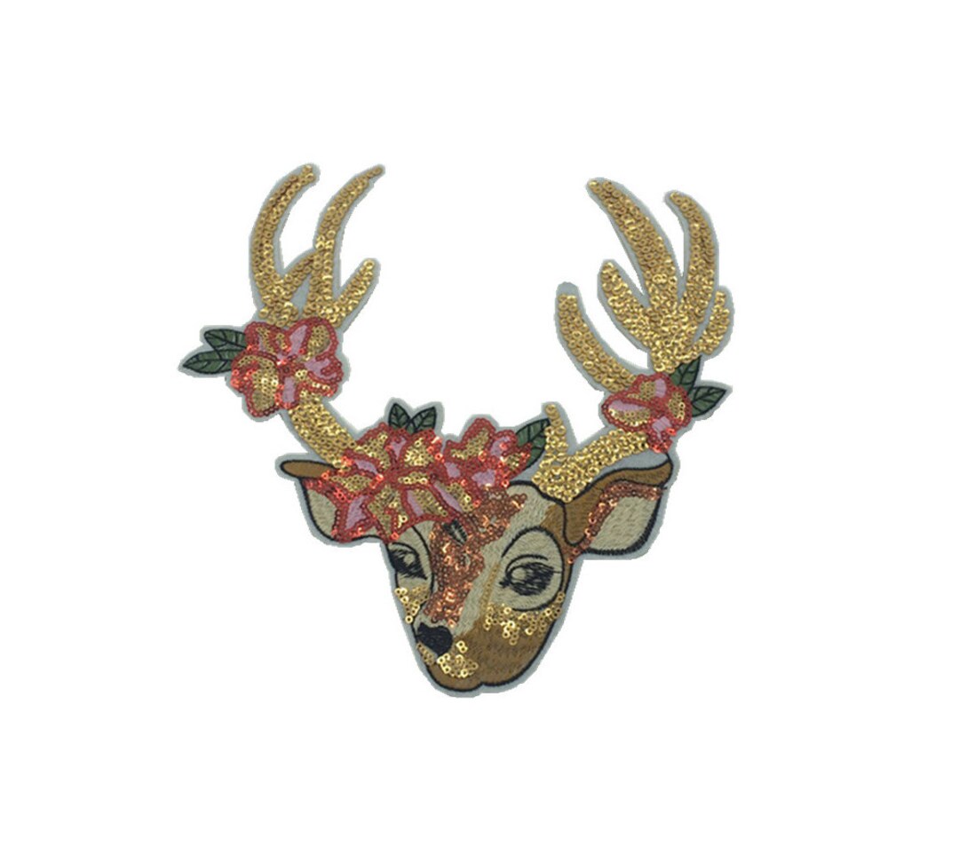 Deer Sequins Applique Patch Appliques Cloth Applique DIY - Etsy