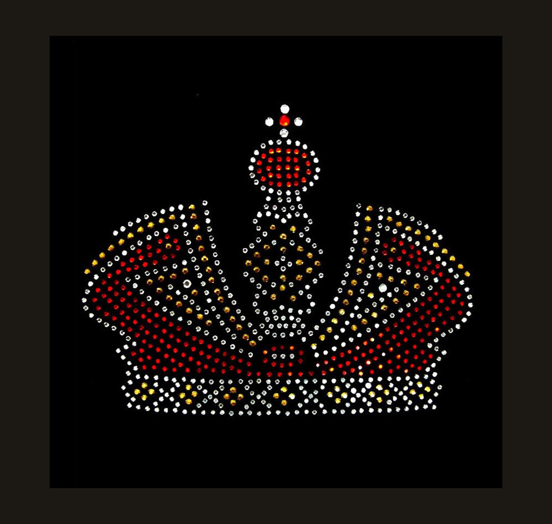 Crown Rhinestone Transfer Bling Hot Fix Iron on Patch Motif Design ...
