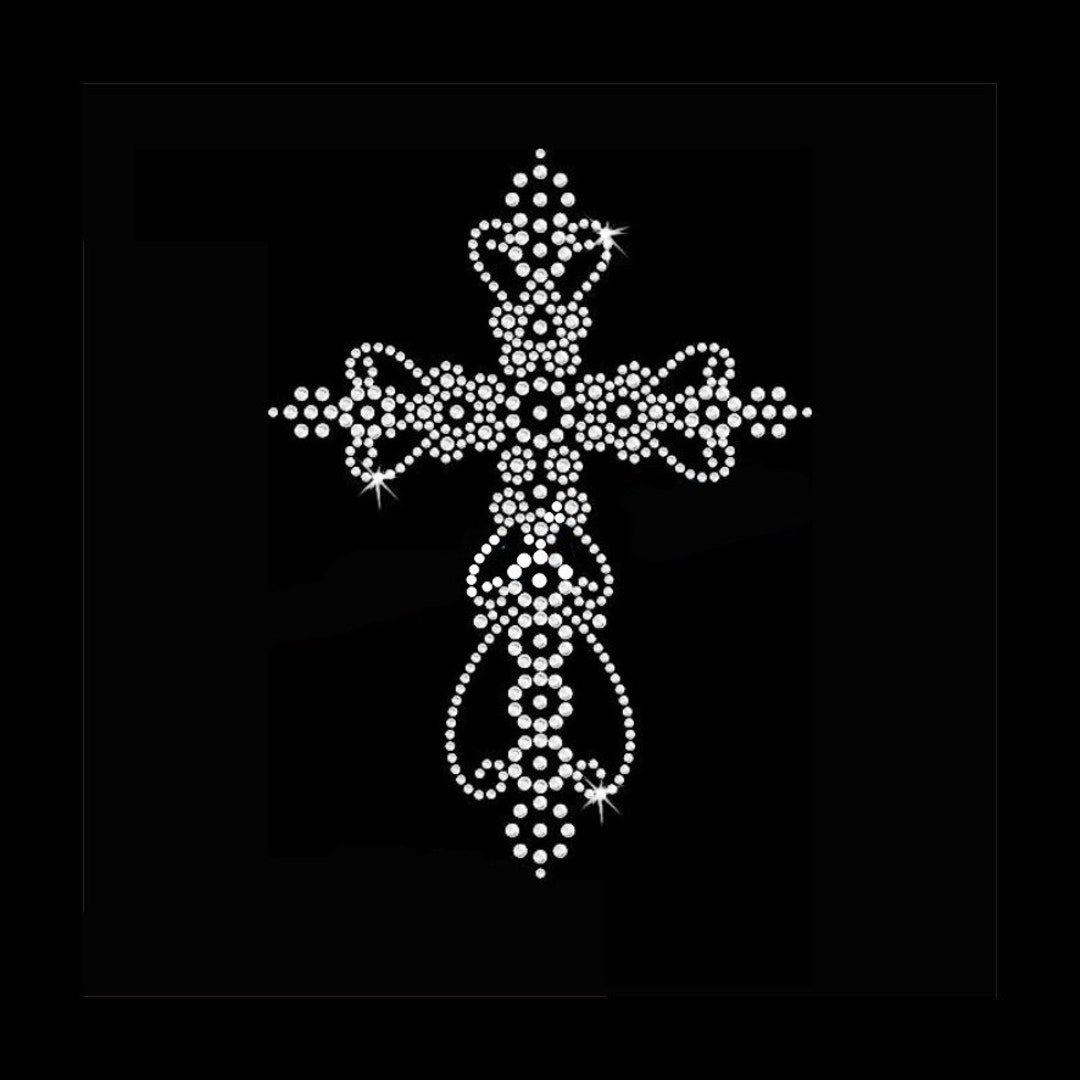 Cross Rhinestone Transfer Bling Hot Fix Iron on Patch Motif Design ...