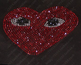 Love Heart Rhinestone Transfer Bling Hot Fix Iron on Patch | Etsy