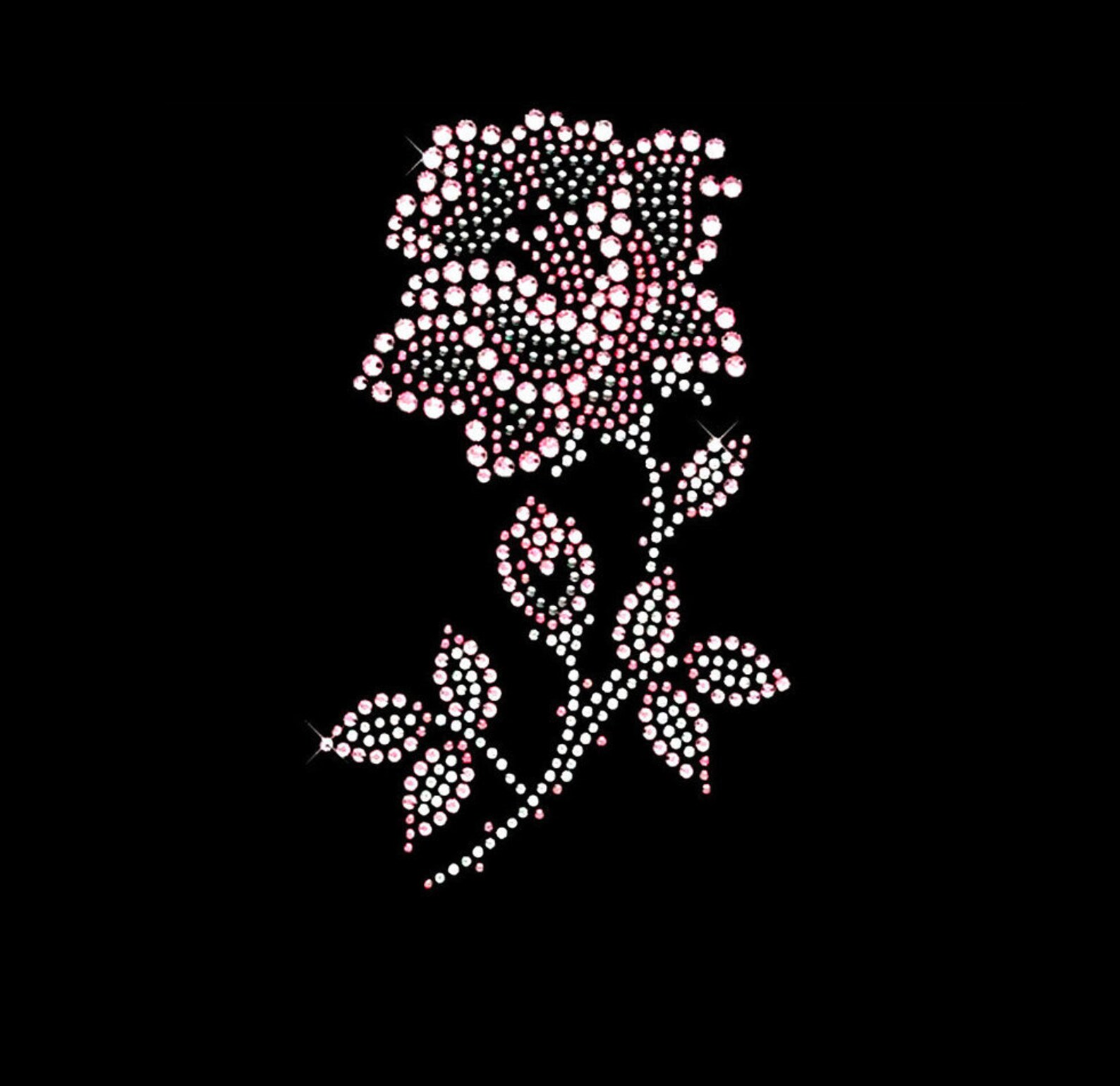 Flower Rhinestone Transfer Bling Hot Fix Iron on Patch Motif Design ...