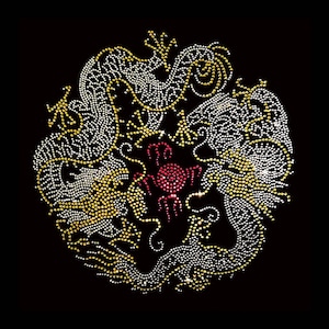 Dragon Rhinestone Transfer Bling Hot Fix Iron on Patch Motif Design ...