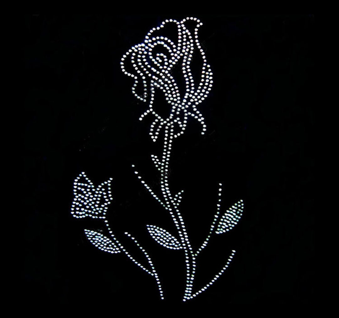 Rose Flower Necklace Rhinestone Transfer Bling Hot Fix Iron on Patch ...