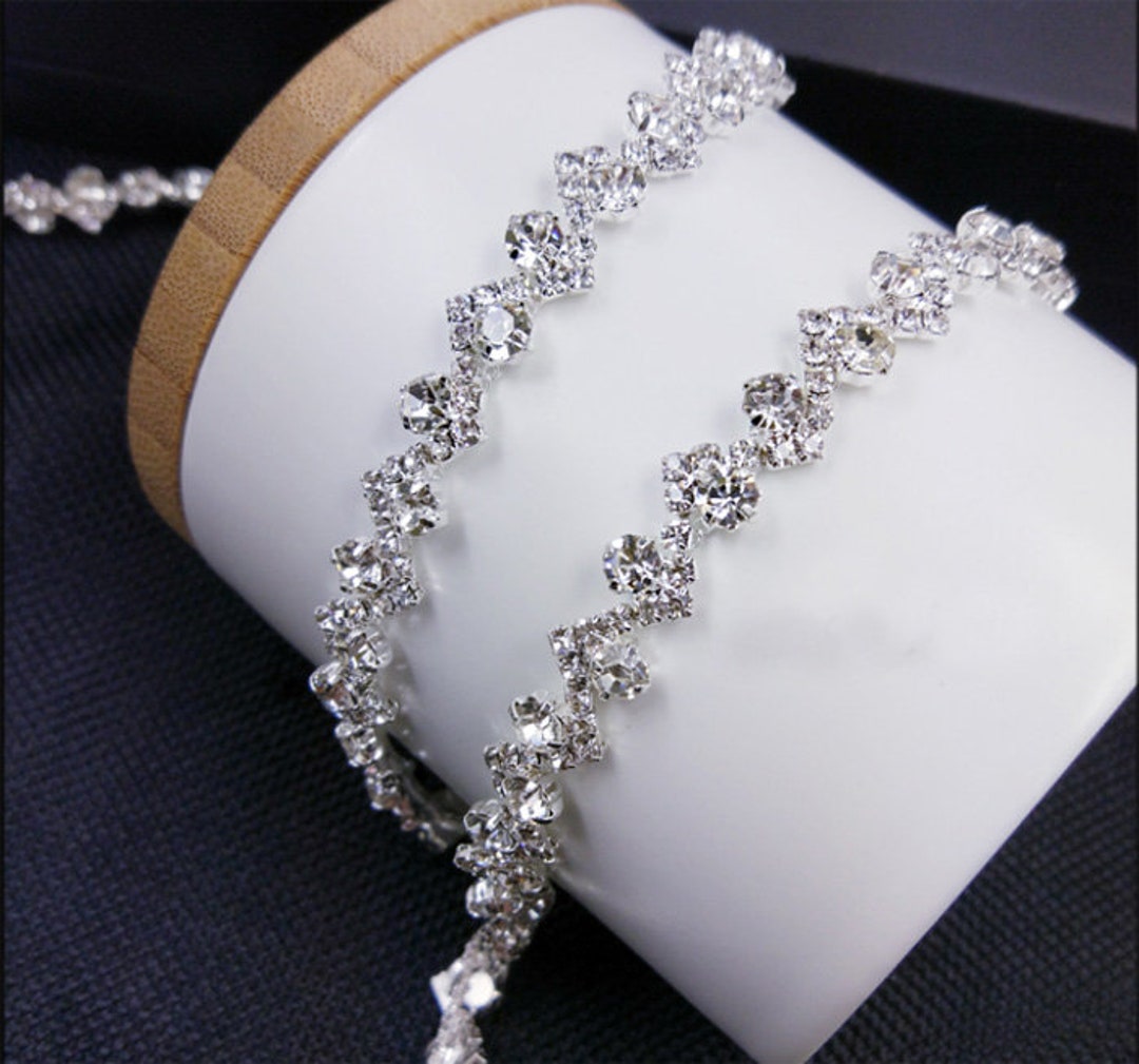 Clear Rhinestone Trim Clear Crystal Chain Wedding Rhinestone Fringe ...