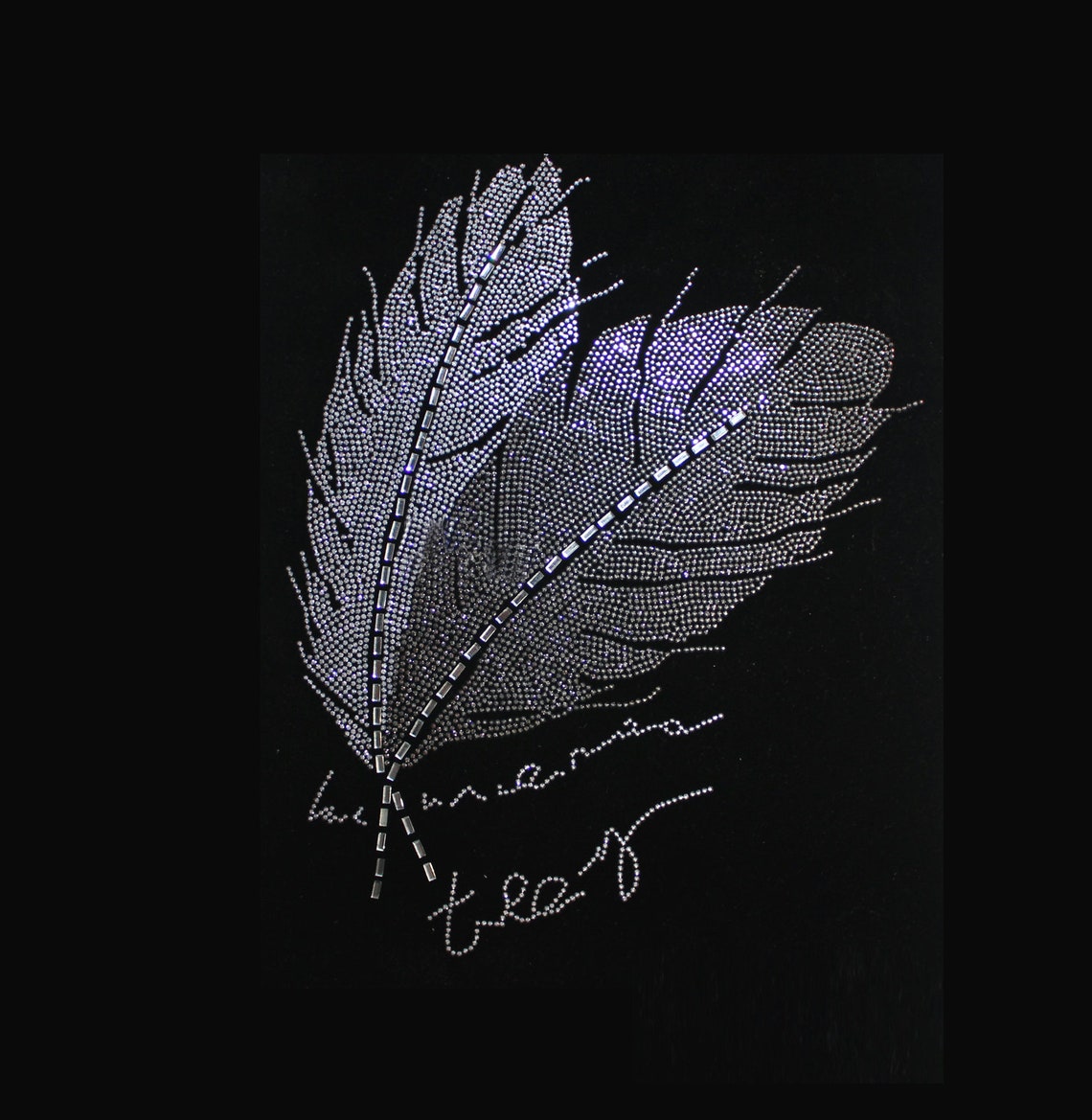 Feather Rhinestone Transfer Bling Hot Fix Iron on Patch Motif | Etsy