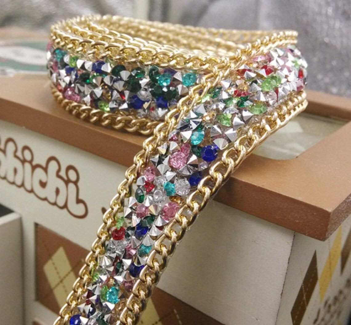 1 Yard Rhinestone Trim Crystal Chain Wedding Rhinestone Fringe - Etsy