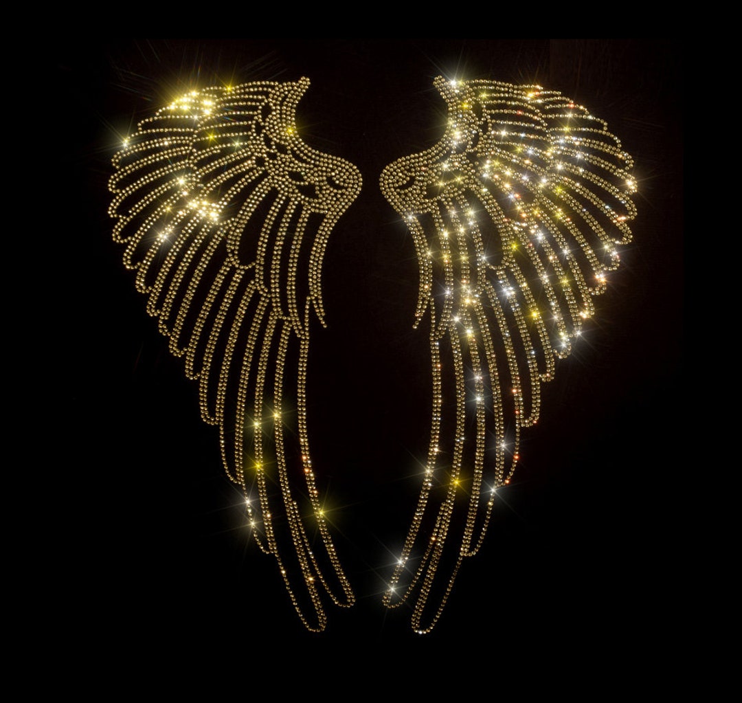 Wing Rhinestone Transfer Bling Hot Fix Iron on Patch Motif Design ...
