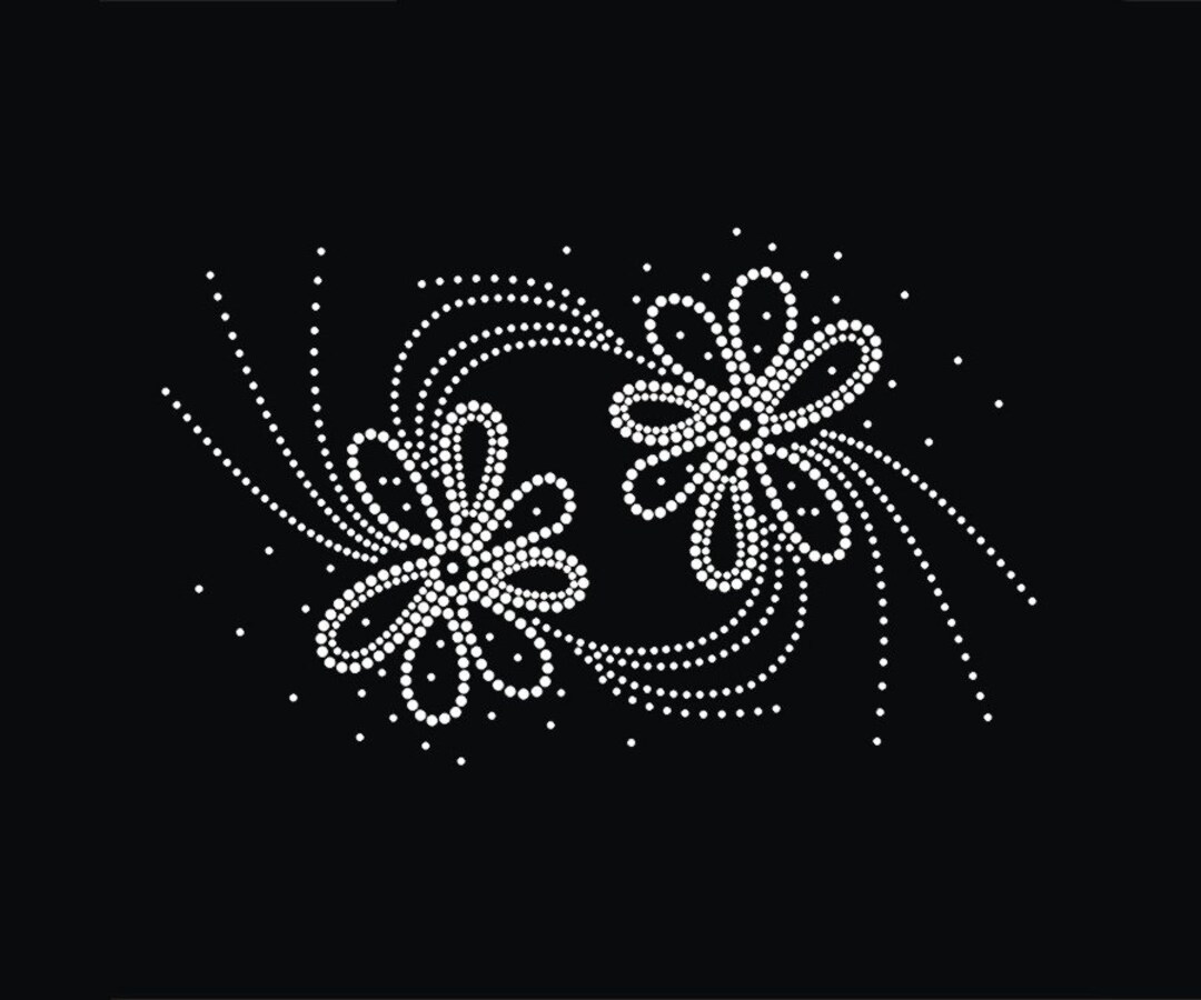 Flower Rhinestone Transfer Bling Hot Fix Iron on Patch Motif Design ...