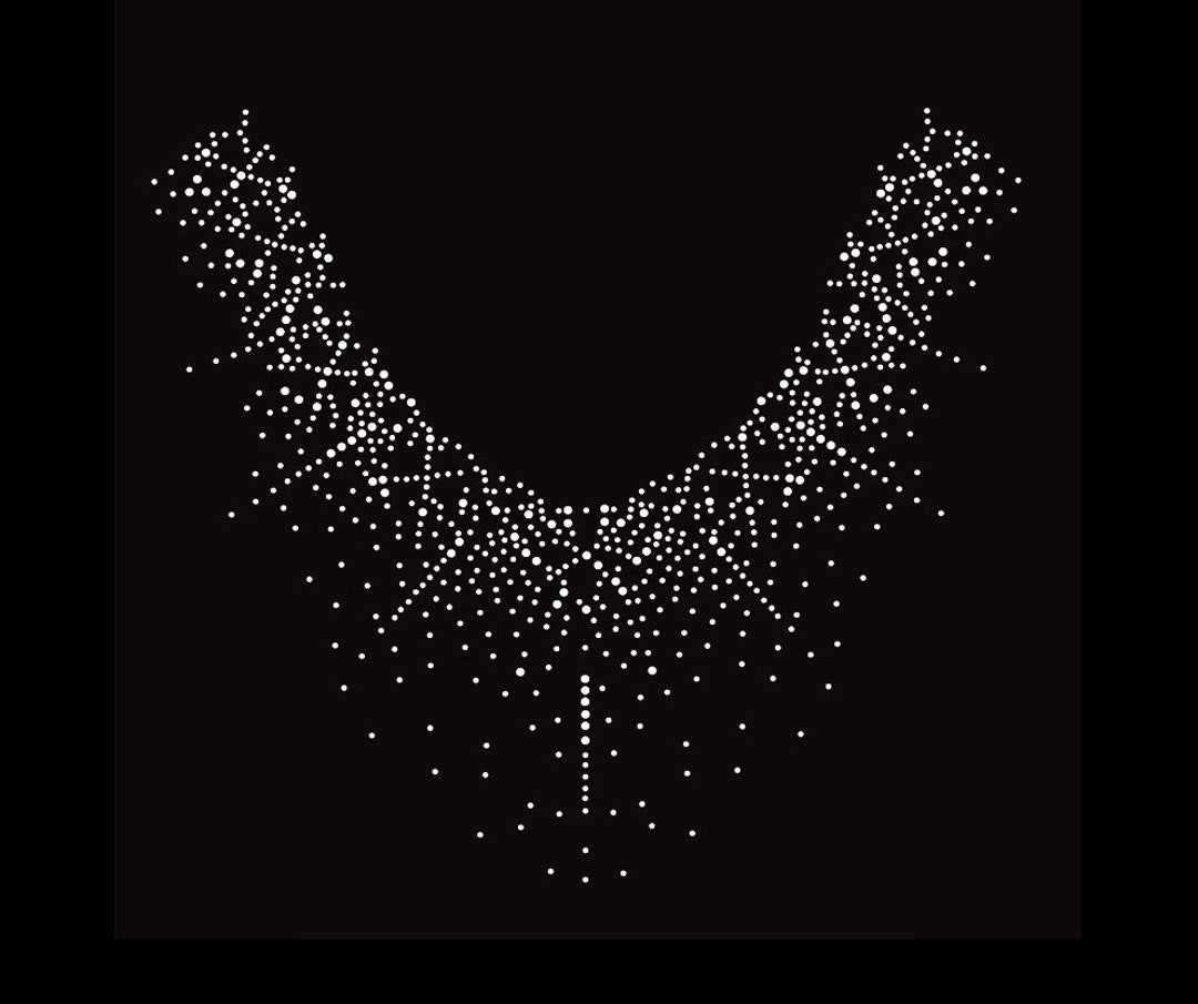 Flower Collar Rhinestone Transfer Bling Hot Fix Iron on Patch Motif ...