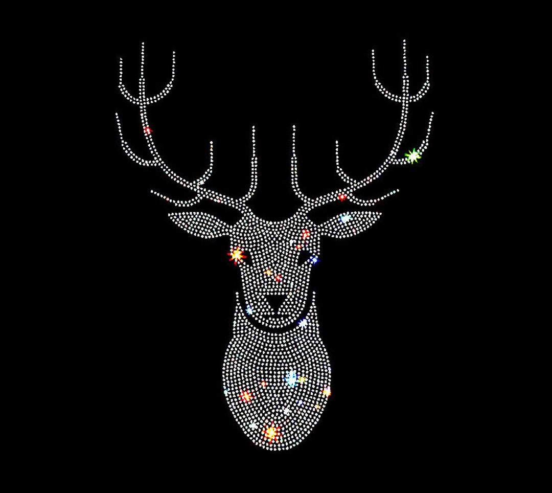 Moose Rhinestone Transfer Bling Hot Fix Iron on Patch Motif Design ...