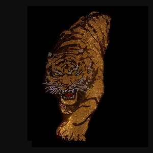 Tiger Rhinestone Transfer Bling Hot Fix Iron on Patch Motif Design ...