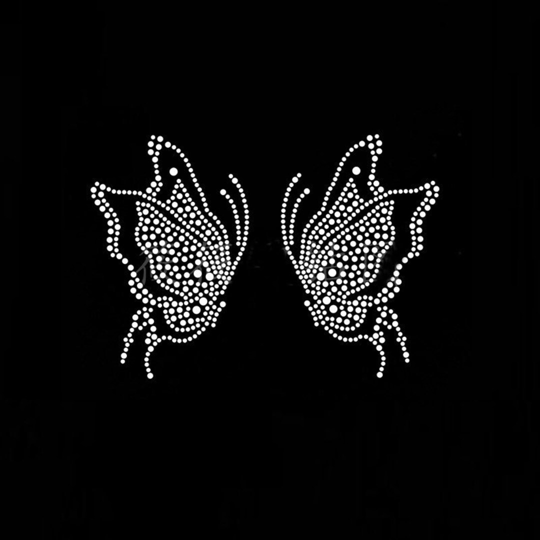 Butterfly Rhinestone Transfer Bling Hot Fix Iron on Patch Motif Design ...