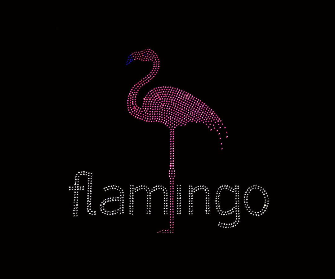 Flamingo Crystal Rhinestone Transfer Bling Hot Fix Iron on Patch Motif ...