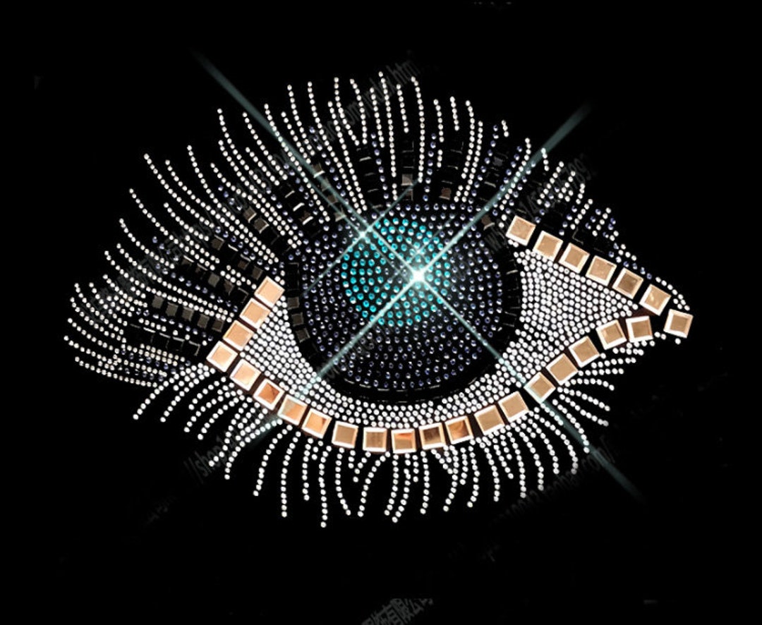 Eye Rhinestone Transfer Bling Hot Fix Iron on Patch Motif Design ...