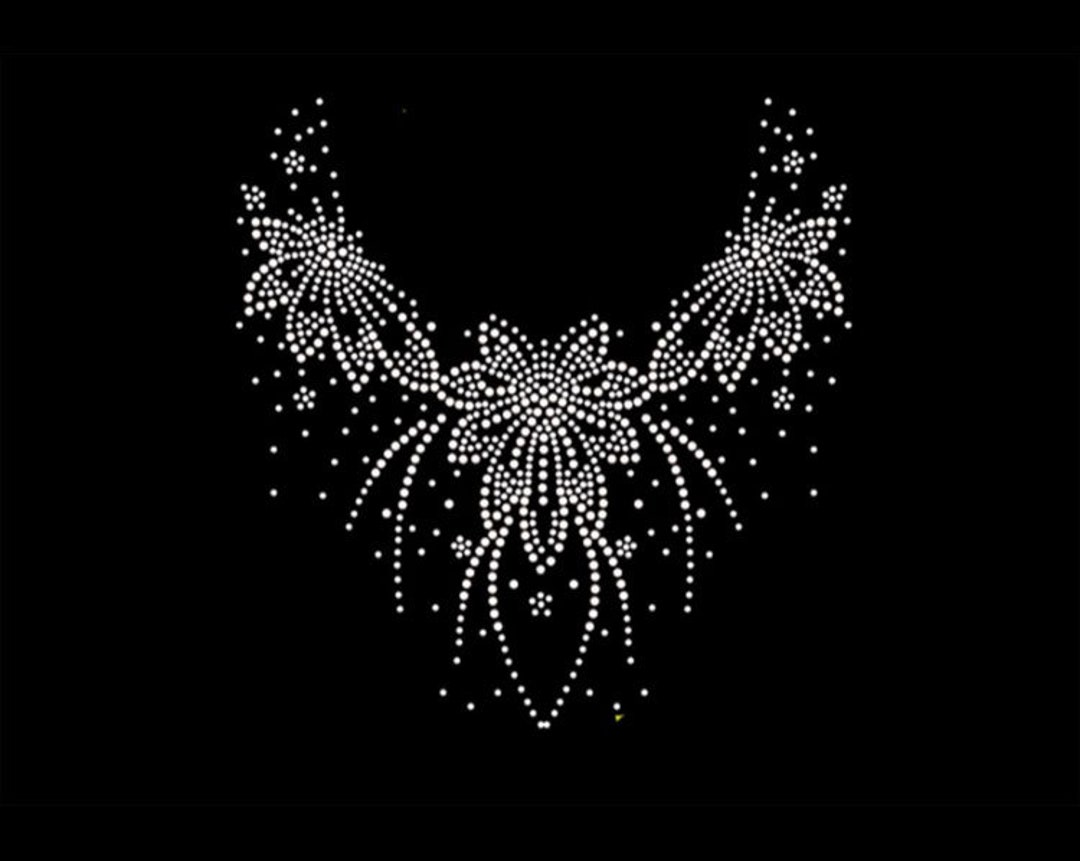 Flower Rhinestone Transfer Bling Hot Fix Iron on Patch Motif Design ...