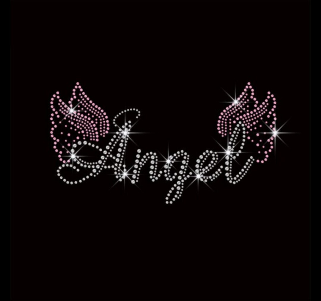 Angel Wing Necklace Rhinestone Transfer Bling Hot Fix Iron on Patch ...