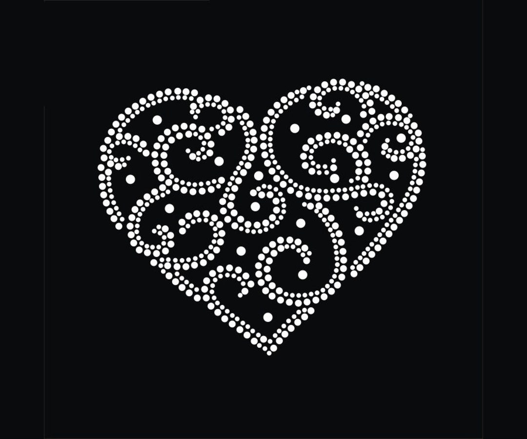 Heart Rhinestone Transfer Bling Hot Fix Iron on Patch Motif Design ...