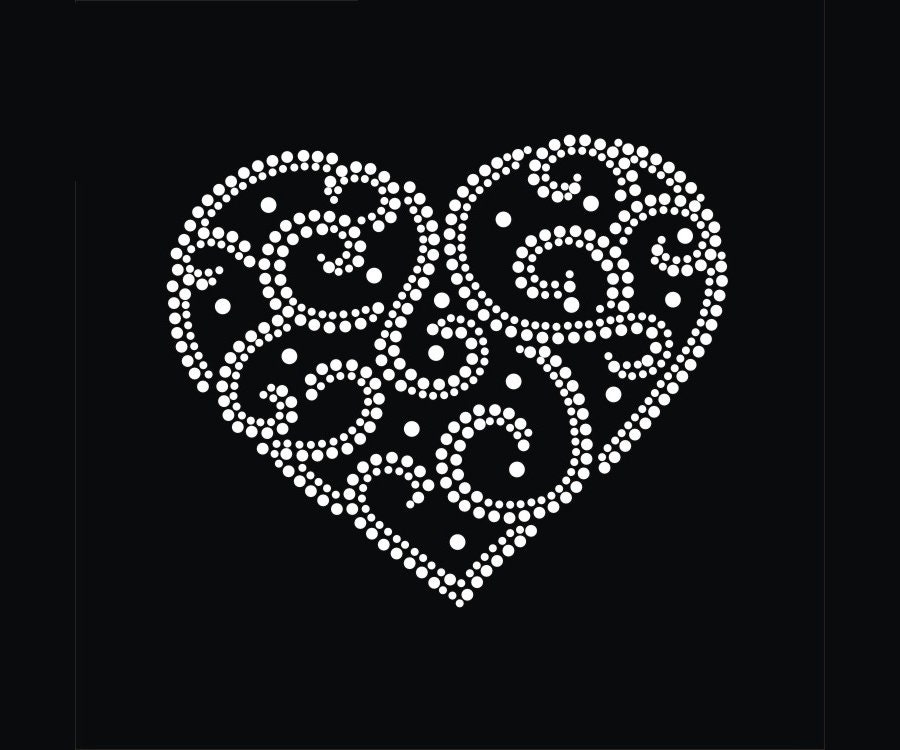 Heart Rhinestone Transfer Bling Hot Fix Iron on Patch Motif | Etsy
